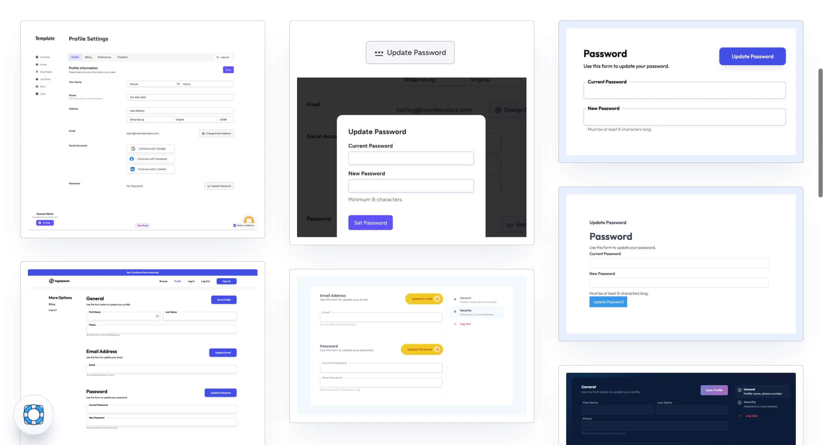 Free Webflow Password Update Components | Copy & Paste